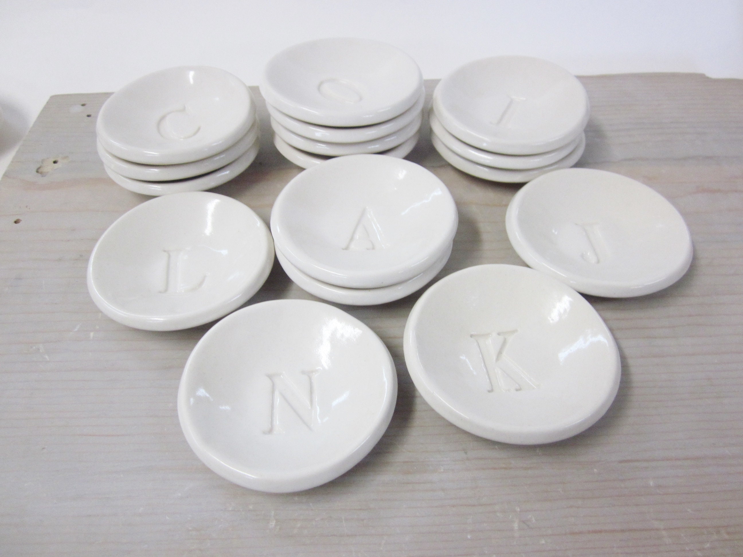 Monogrammed, Ring Holder Dish, White Round Jewelry Tray, Bridal Shower ...