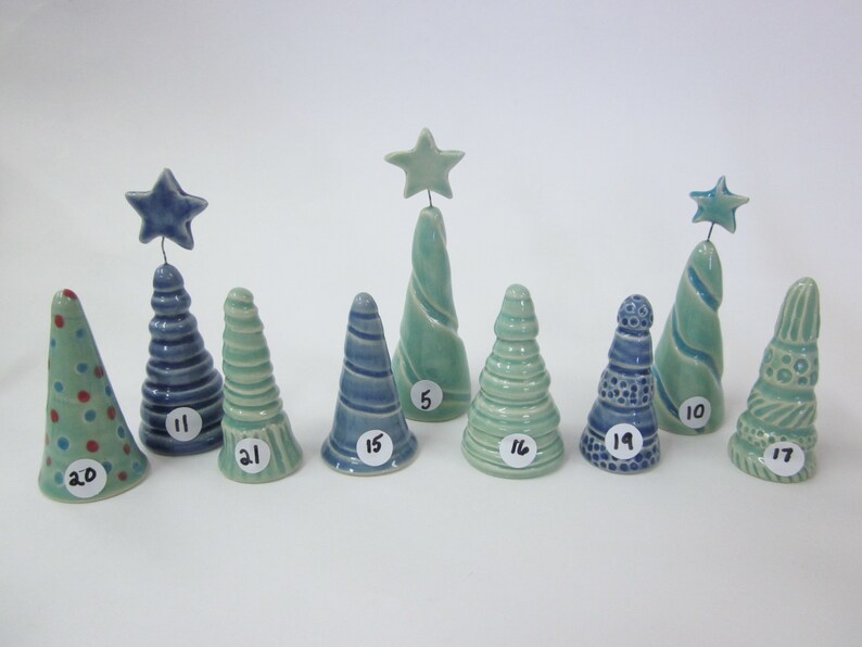Small Christmas Tree Decorations Retro Tree Blue and Green - Etsy