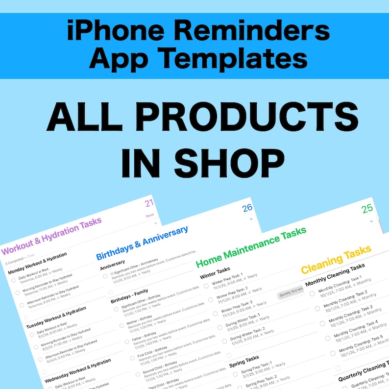 Reminders App Templates - Etsy