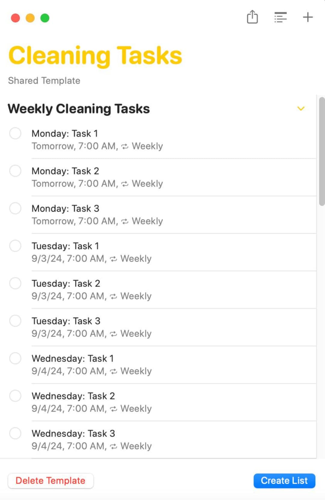 Cleaning To-do List: Reminders App Template - Etsy