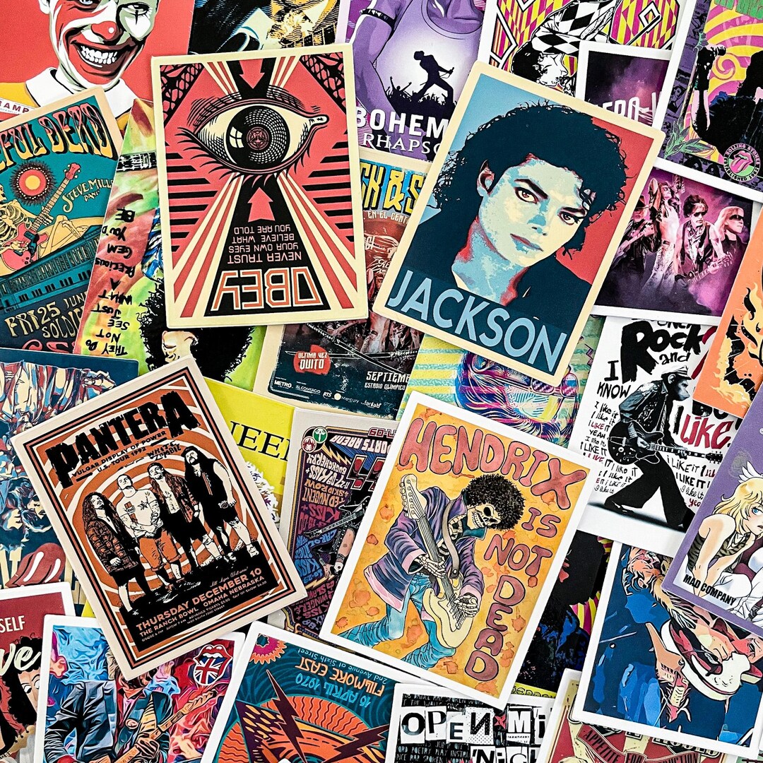 50pcs Rock Music Stickers, Band Decals, Vintage Stickers, Retro ...
