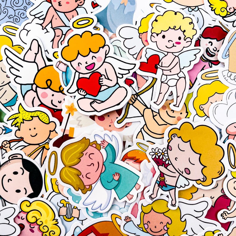 50pcs Angel Stickers, Cute Cartoon Stickers, Waterproof Angel Sticker ...