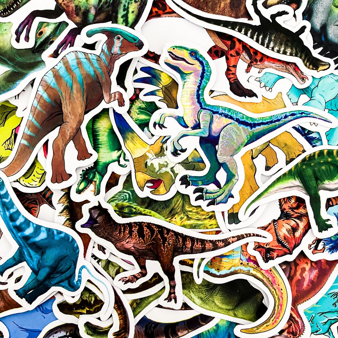 50pcs Dinosaur Stickers, Cute Waterproof Stickers, Jurassic Stickers ...