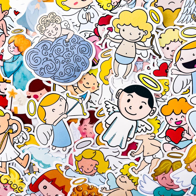 50pcs Angel Stickers, Cute Cartoon Stickers, Waterproof Angel Sticker ...