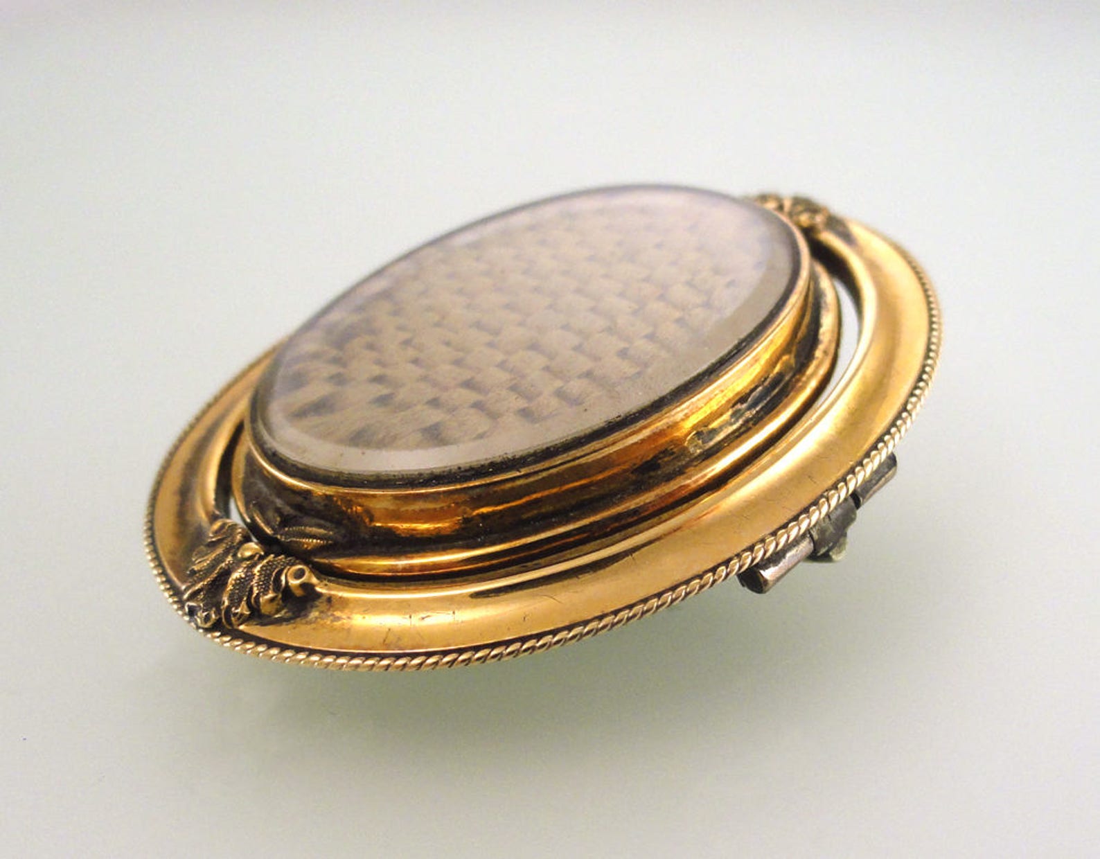A Double Sided Victorian Hair Locket Brooch With Delicate Scroll Accent ...