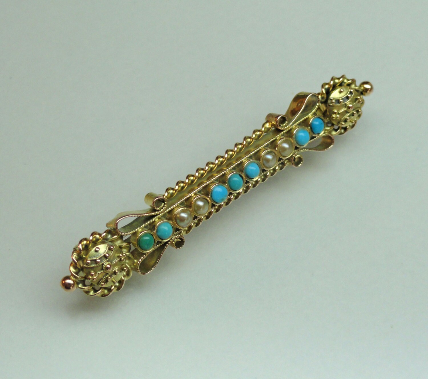 A Gorgeous 14K Yellow Gold Victorian Bar Pin Set With - Etsy
