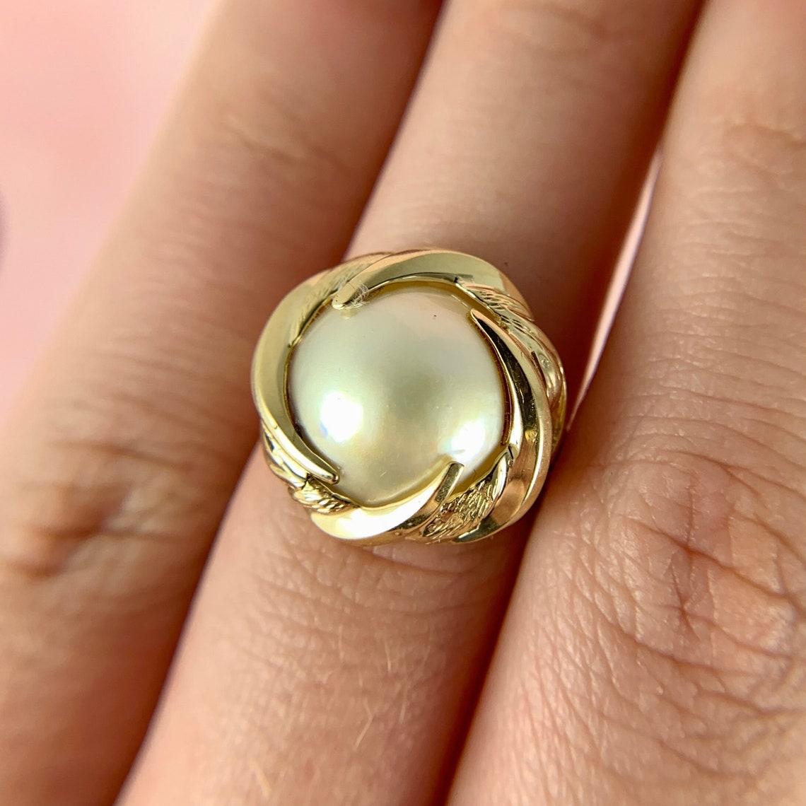 14k Mabe Pearl Swirl Ring (A2592) - Etsy