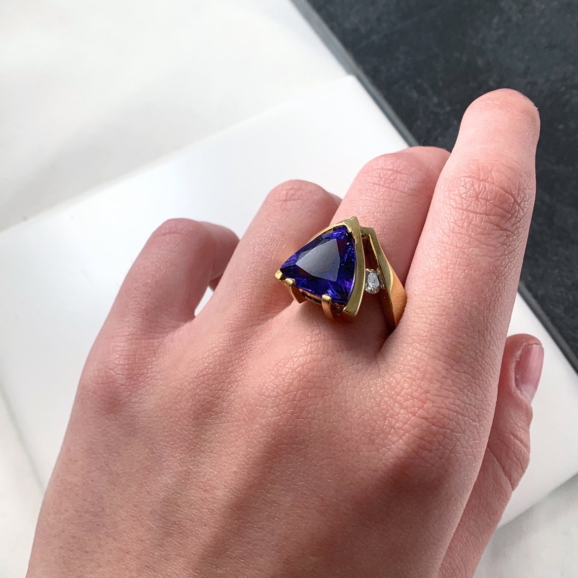 Modern Trillion Tanzanite and Diamond Ring (R2270) - Etsy