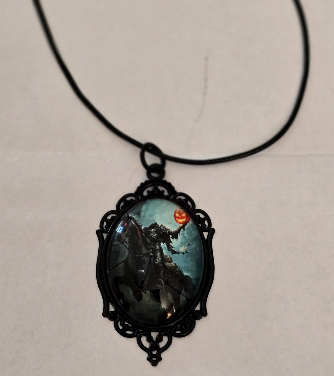Halloween Headless Horseman Glass Cameo Necklace - Etsy