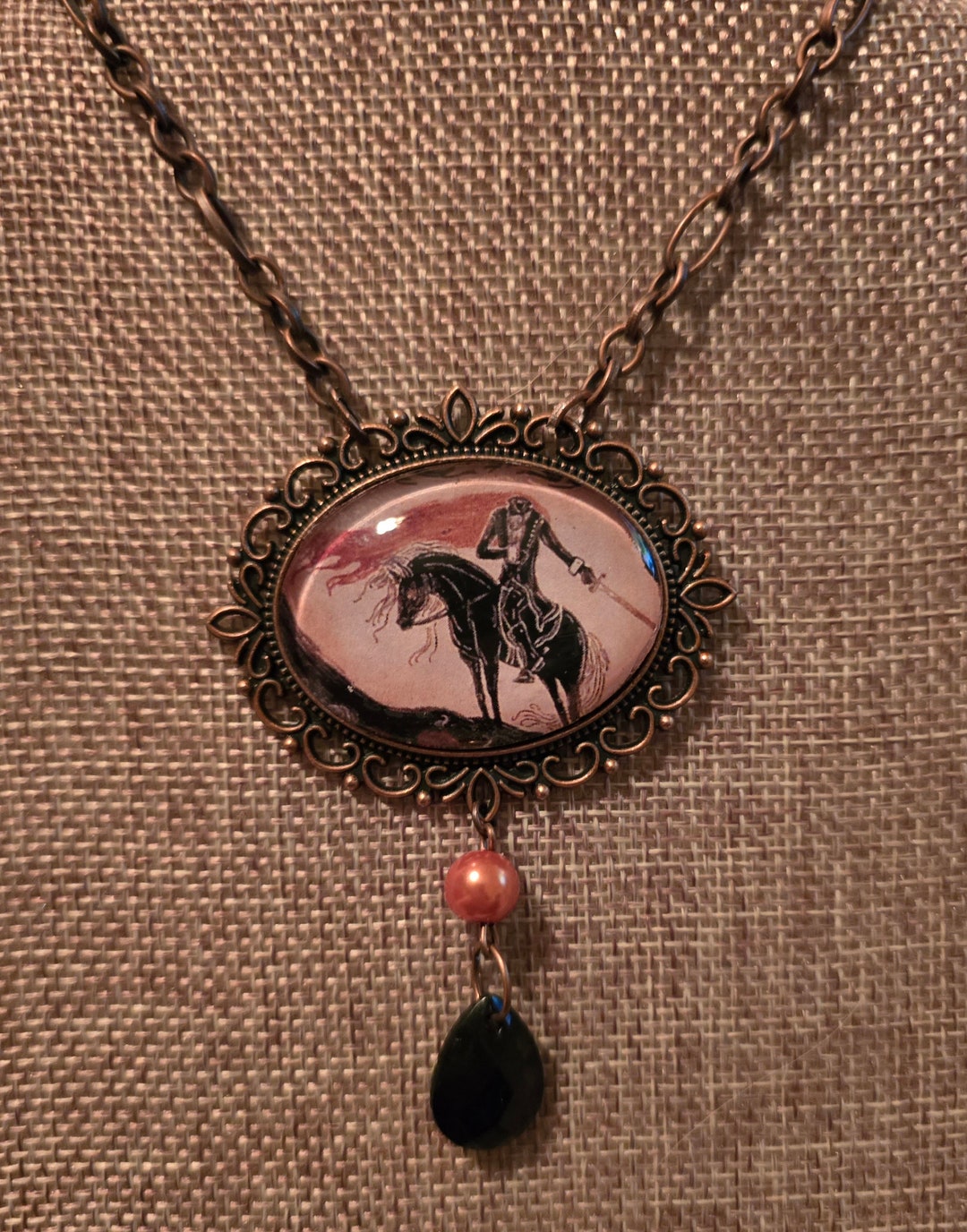 Halloween Headless Horseman Glass Cameo Necklace - Etsy