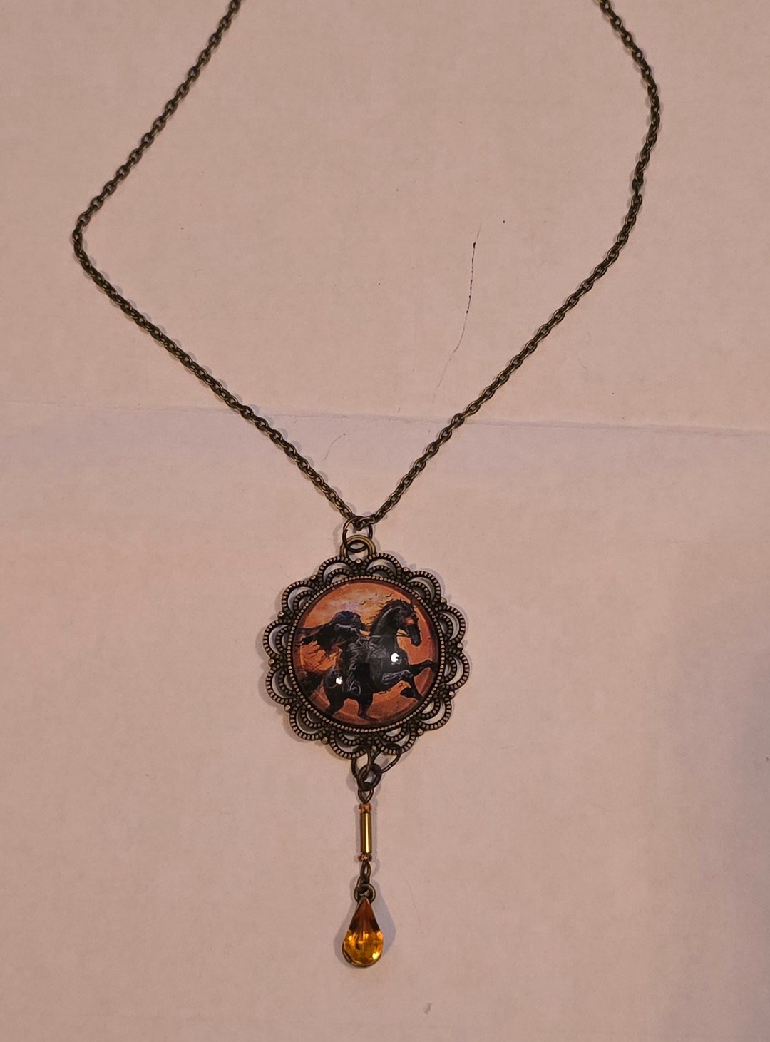 Halloween Headless Horseman Glass Cameo Necklace - Etsy