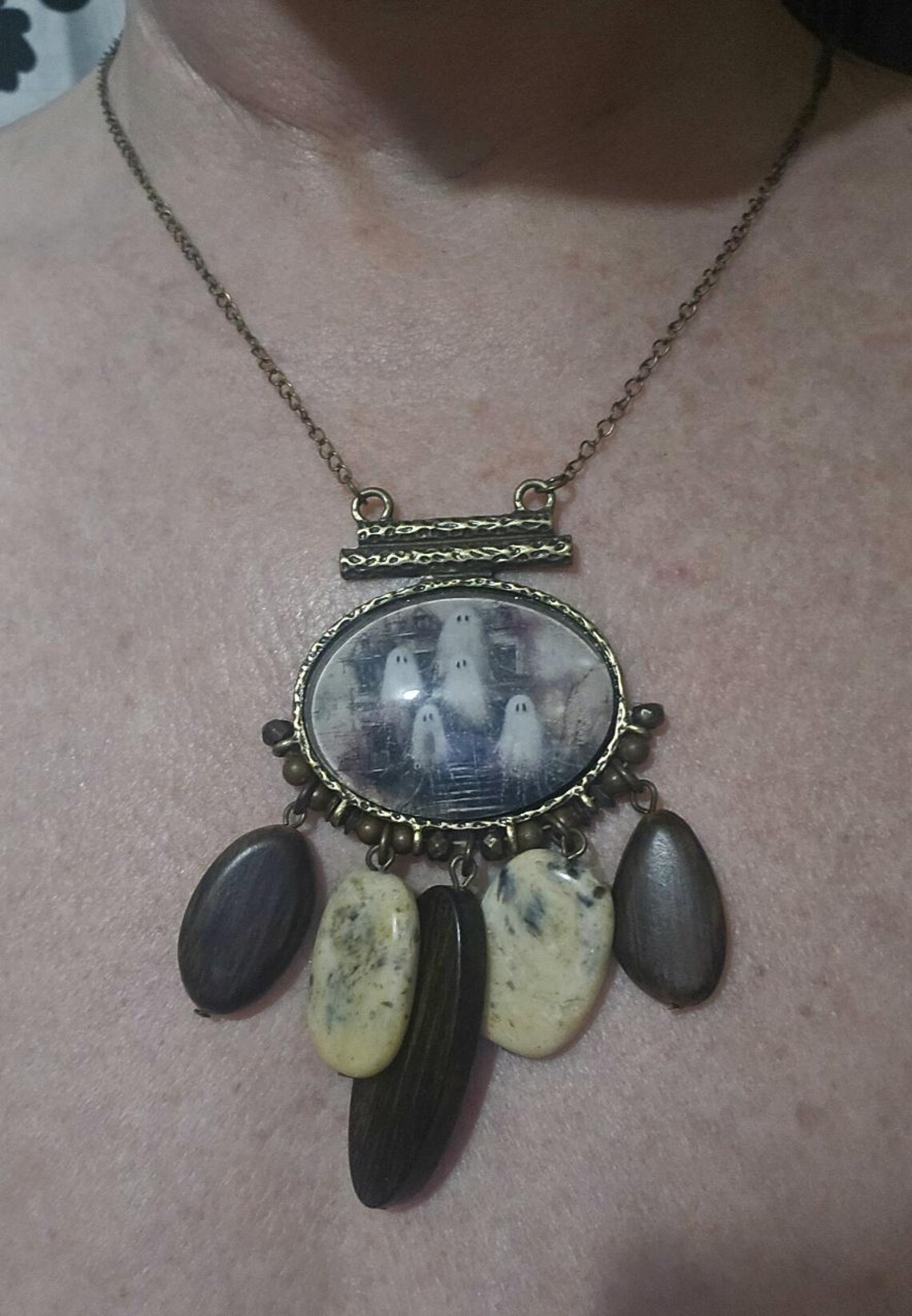 Halloween Creepy Ghost Glass Cameo Necklace - Etsy