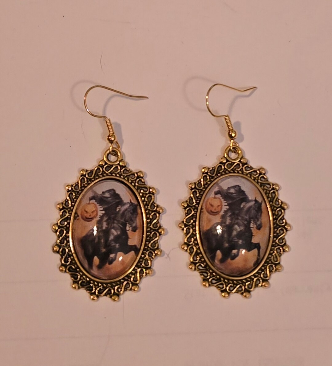 Halloween Headless Horseman Glass Cameo Earrings - Etsy
