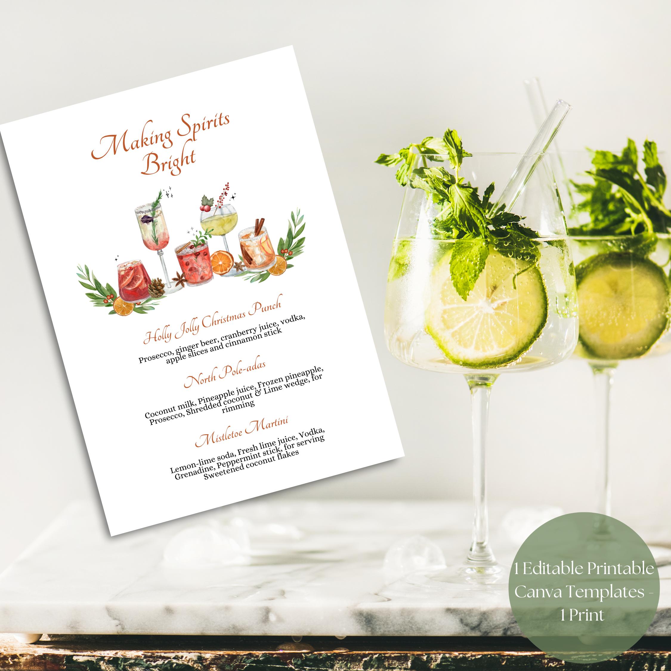 Holiday Cocktail Party Menu, Christmas Cocktail Party Menu, Editable ...