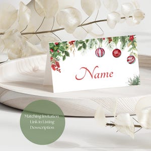 Editable Christmas Menu, Festive Menu, Red Ornaments Christmas Menu ...