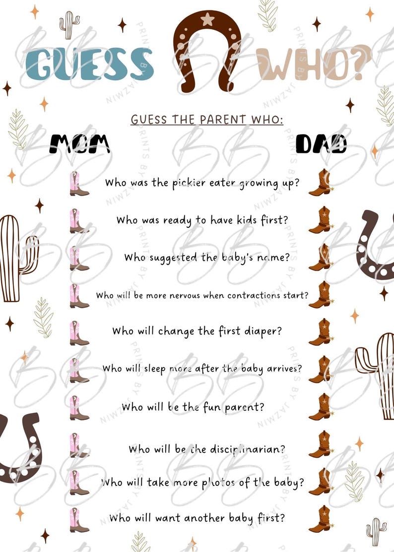 Printable Cowboy Baby Shower Games - Etsy