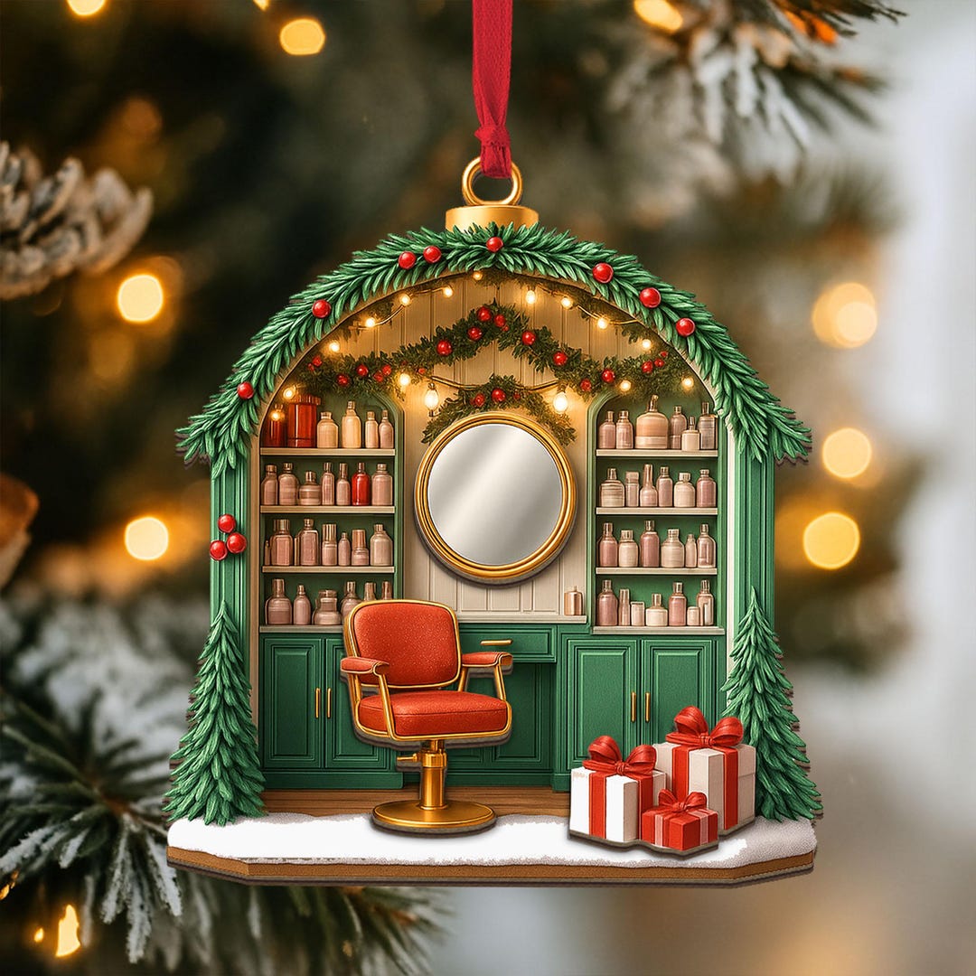 Personalized Hair Salon Christmas Ornament, Hair Salon 2 Layer Wood ...