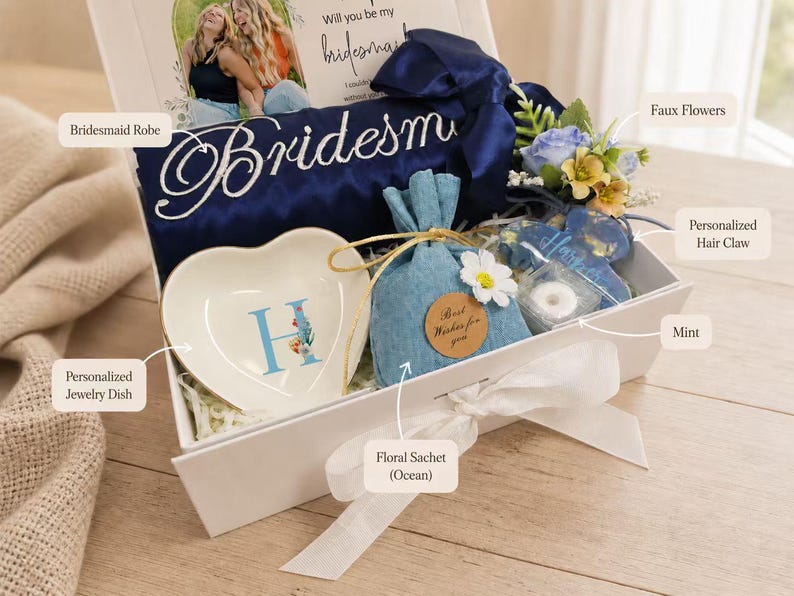 Custom Photo Bridesmaid Proposal Box, Personalized Bridesmaid Gift Box ...