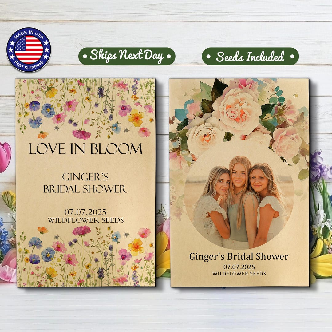 RUSH Bulk Custom Wildflower Seed Packet for Bridal Shower, Love in ...