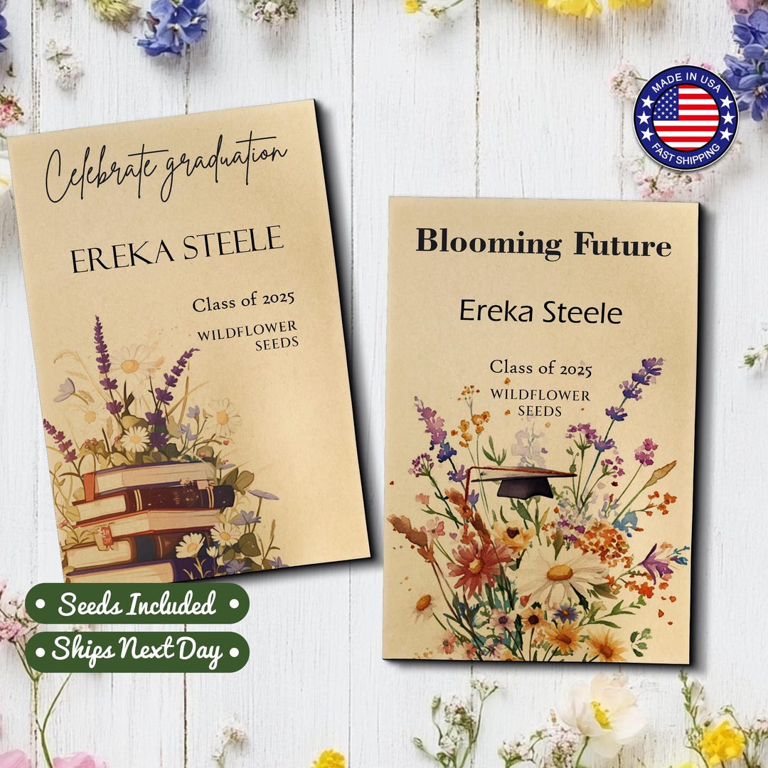 24 BULK Wildflower Graduation Party Seed Packets/class of 2025 ...