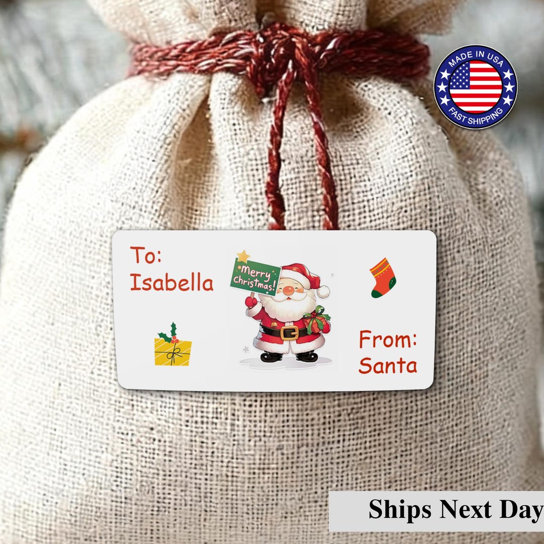 RUSH Santa Sleigh Stickers – Personalized From Santa Gift Tags, Snowman ...