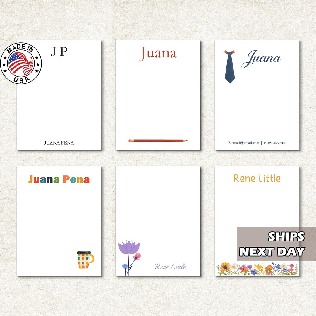 Name and Initials Notepad/teacher Notepad/floral Notepad/custom ...