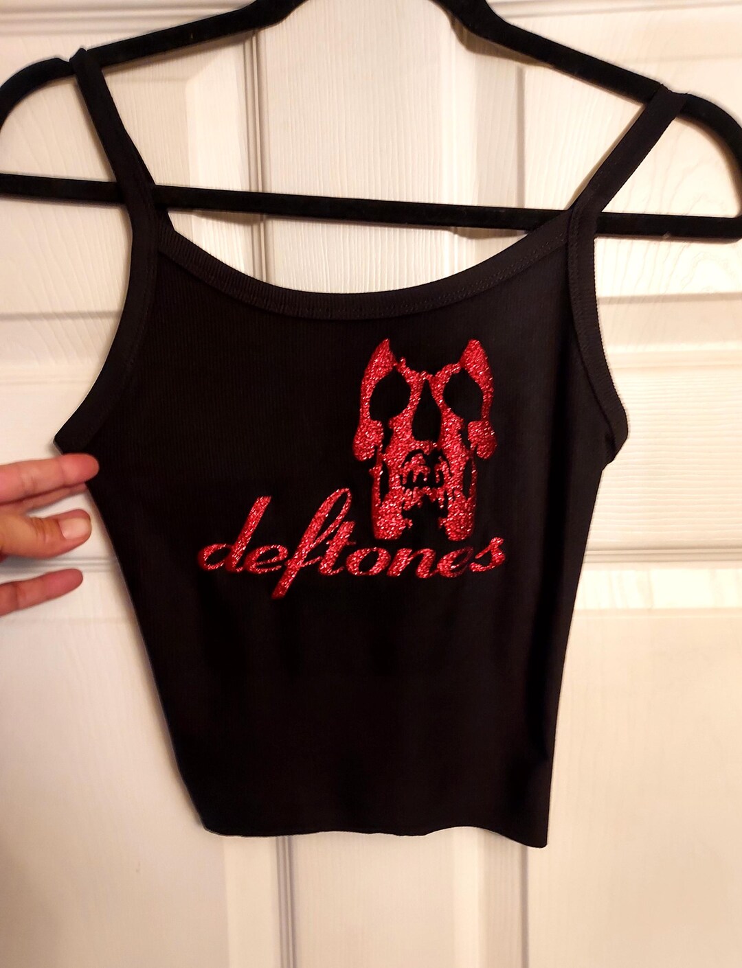 Numetal Tank Top Skull Metal Tank Top Ribbed Vinyl Glitter Design Hand ...