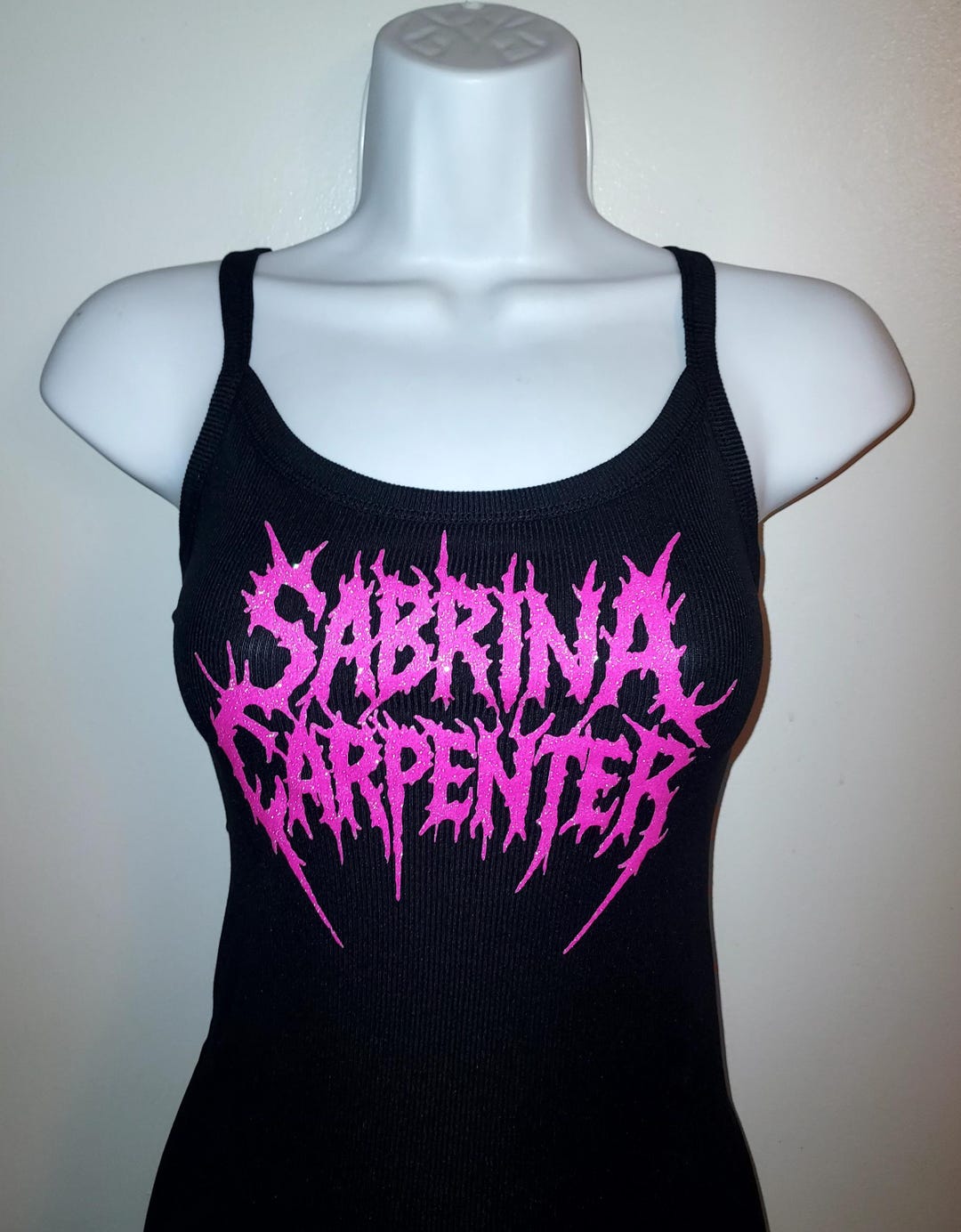 Sabrina Carpenter Tank Top Short and Sweet Death Metal Logo Pink ...