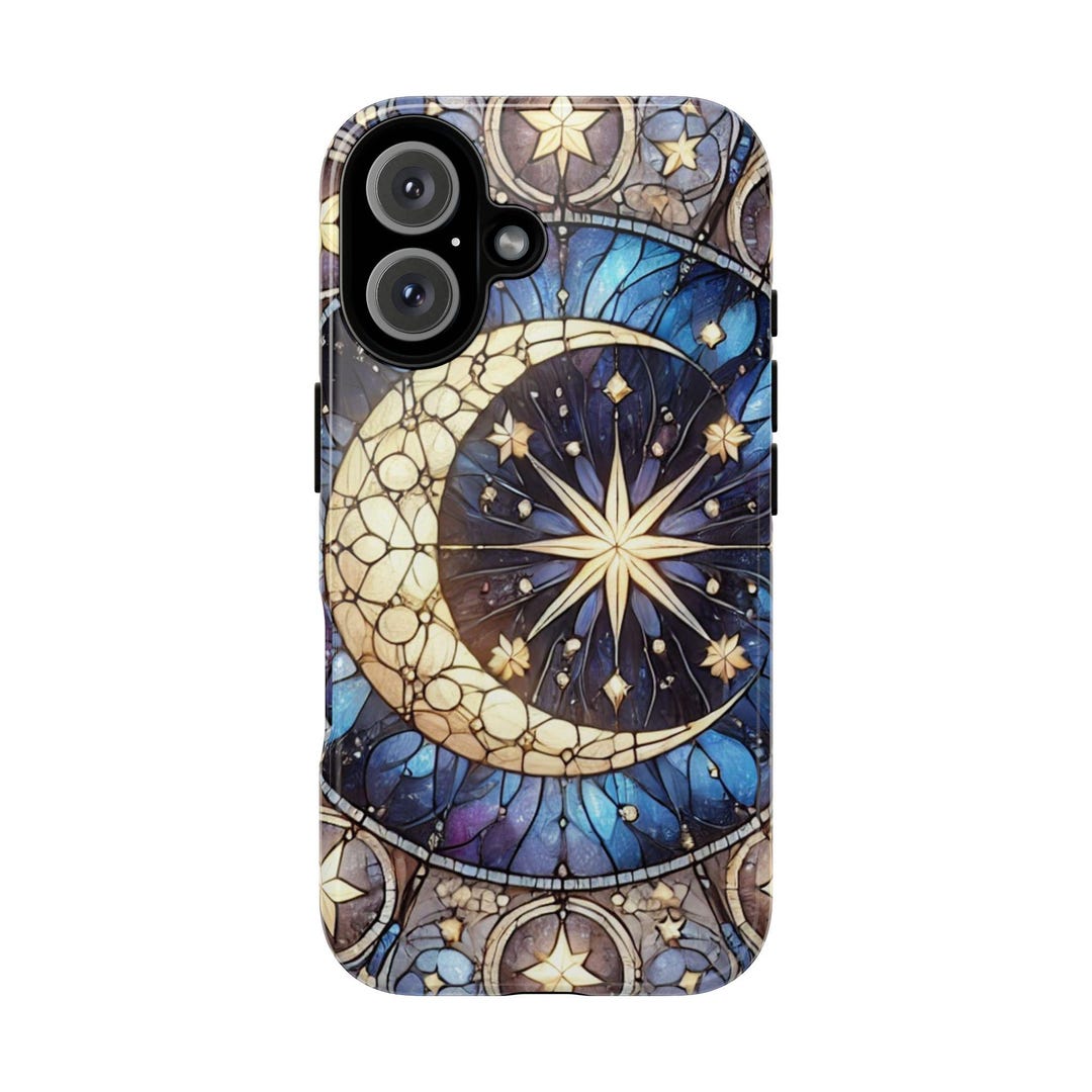Celestial Stained Glass Moon,stars Phone Case, Glass Star Night Sky Phone Case, iPhone 16,15,14 ...
