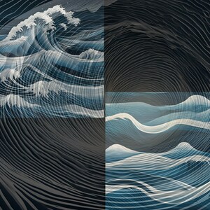 Wave, Water, Ocean, Sea, Beach, Chinese, Japan, Japanese - Etsy