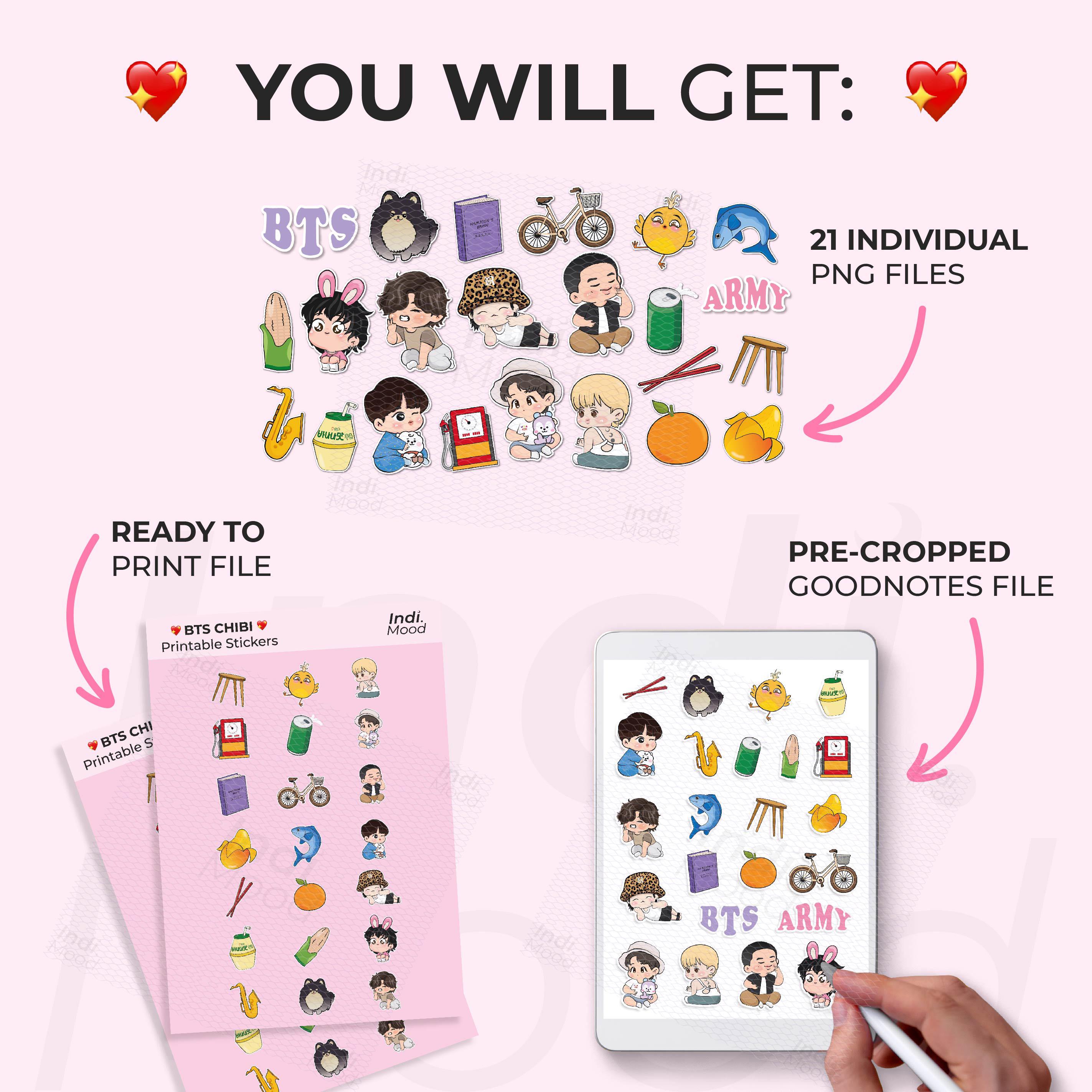 BTS Stickers Png, BTS Decals, Gift for Army, Kpop Stickers, Design for ...