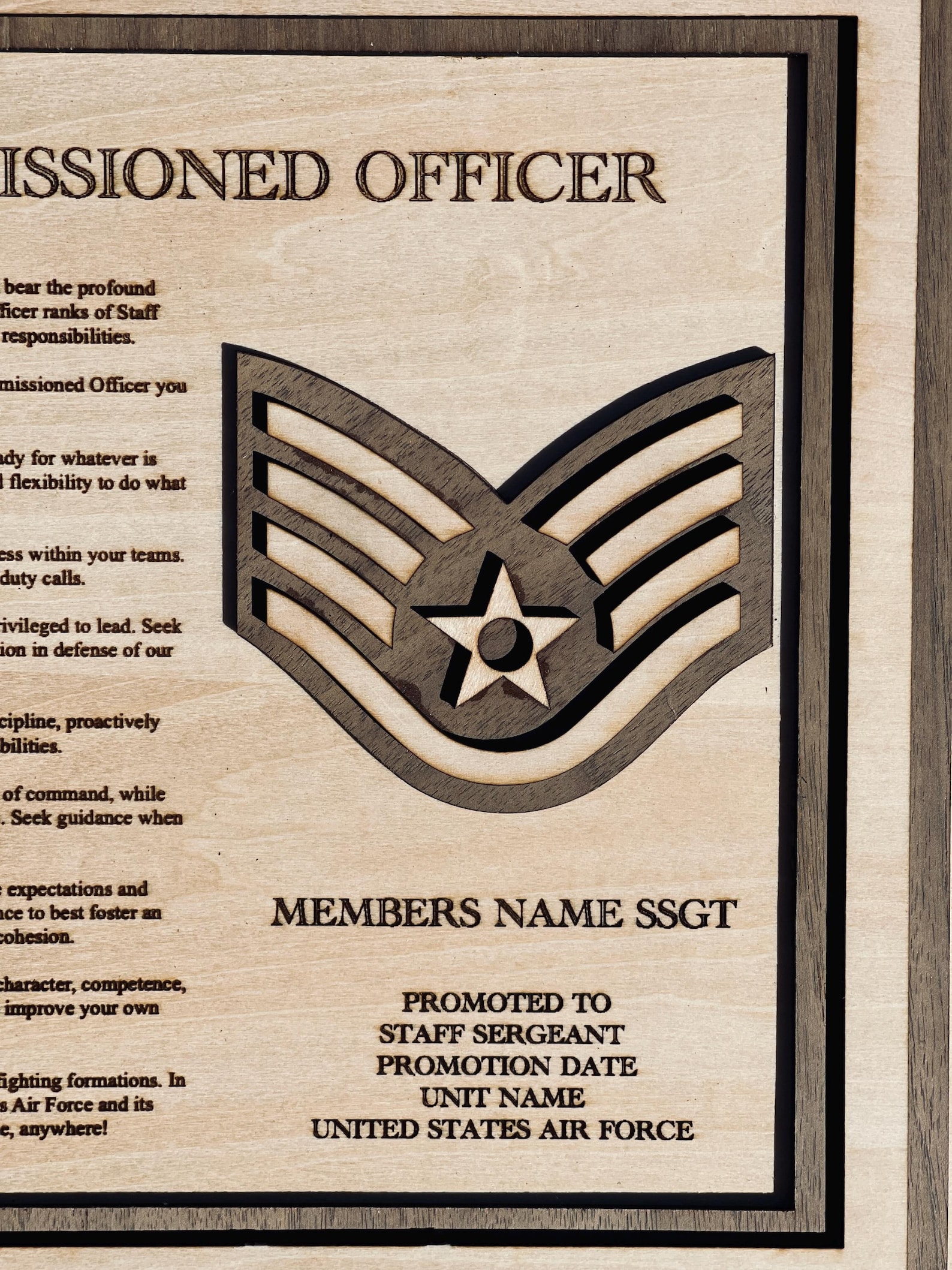 Military Promotion Gift | NCO and SNCO Charge | Usaf | Usn | Us Army ...