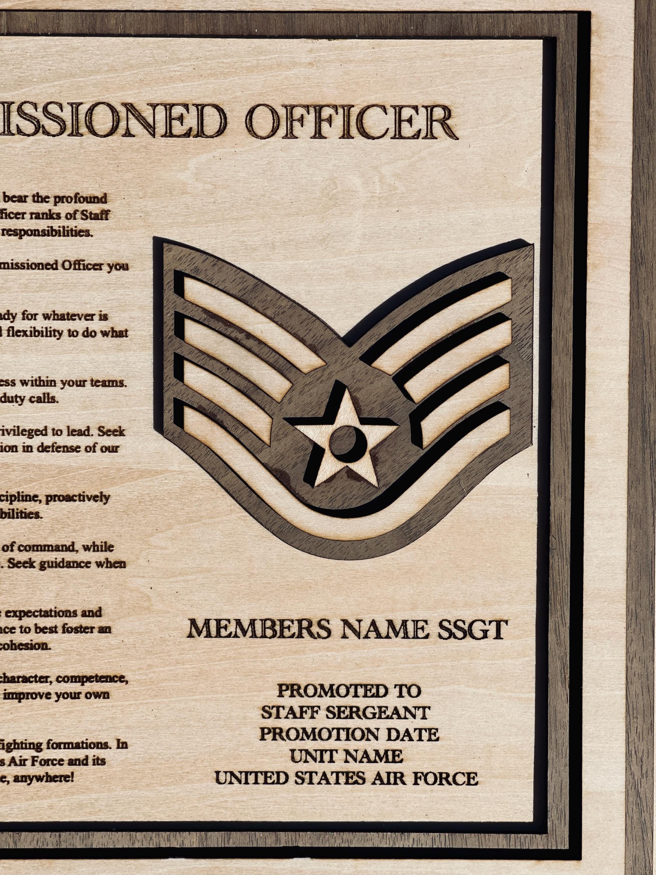 Military Promotion Gift | NCO and SNCO Charge | Usaf | Usn | Us Army ...
