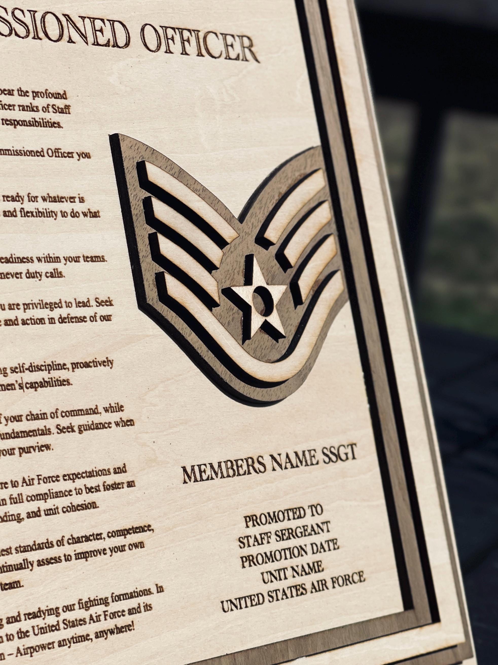 Military Promotion Gift | NCO and SNCO Charge | Usaf | Usn | Us Army ...