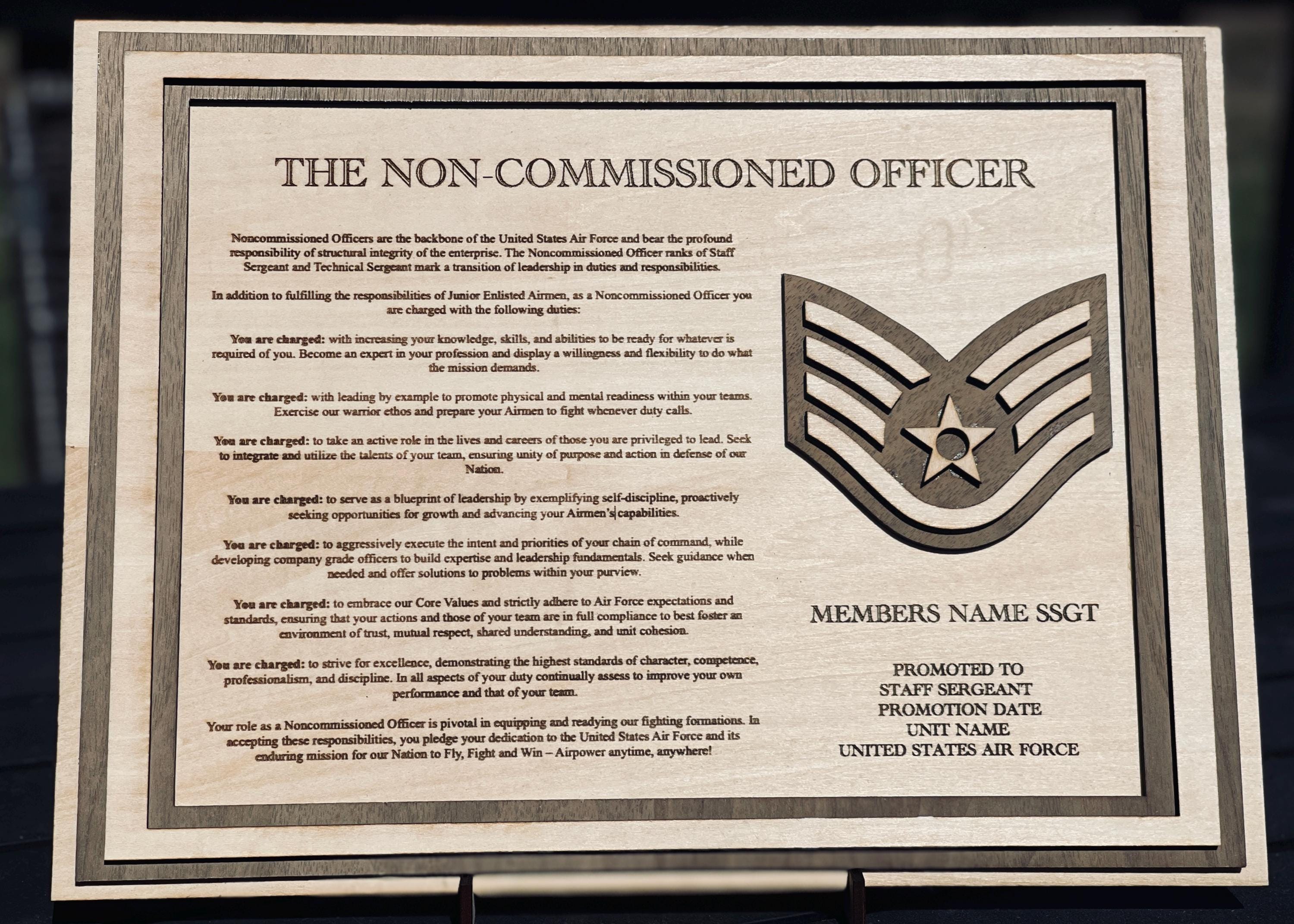 Military Promotion Gift | NCO and SNCO Charge | Usaf | Usn | Us Army ...