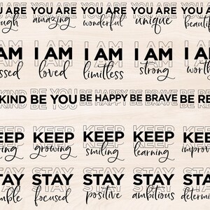 Empowering Affirmations SVG Bundle | Self Love Motivational Words for ...
