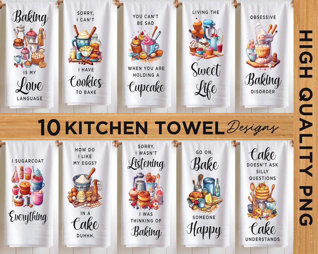 Baking Themed Kitchen Towel Sublimation Design Kitchen Towel PNG Design ...