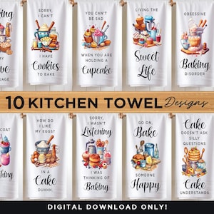Baking Themed Kitchen Towel Sublimation Design | Kitchen Towel PNG ...