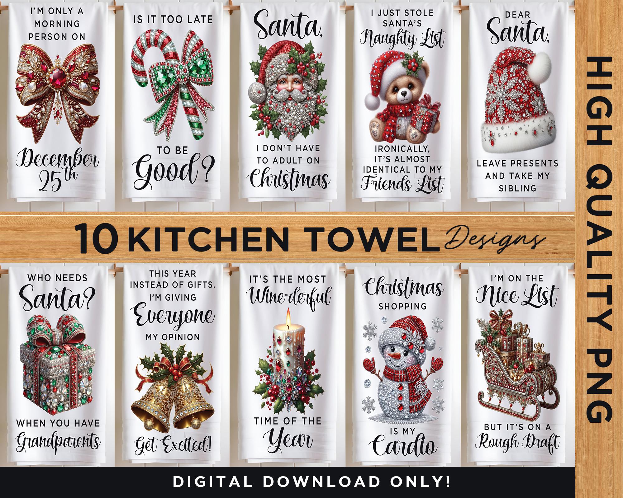 Funny Christmas Kitchen Towel Sublimation Designs, Kitchen Towel PNG ...