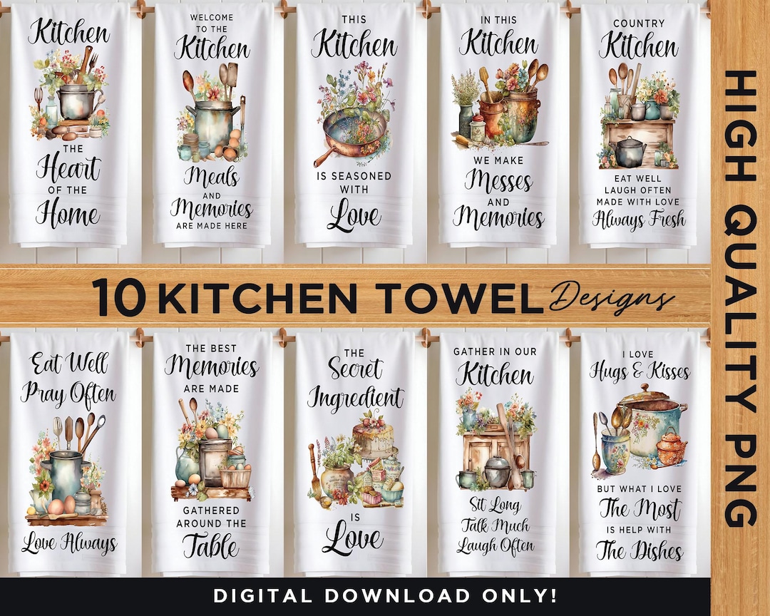 Country Kitchen Towel Sublimation Bundle PNG | Kitchen Towel ...