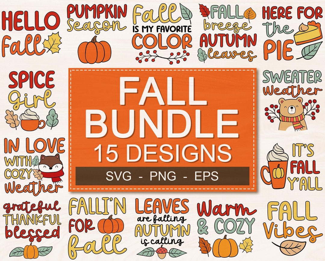Cozy Fall Vibes SVG Bundle, Cute Fall SVG, Hello Fall Shirt Design ...
