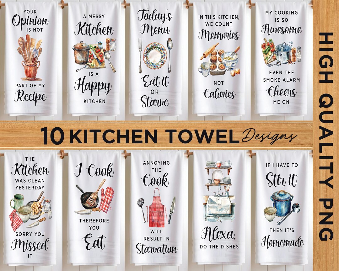 Funny Kitchen Towel Sublimation Bundle Kitchen Towels PNG Design ...