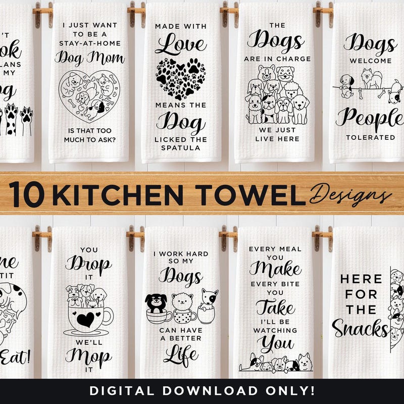 Pug Kitchen Tea Towels - Etsy