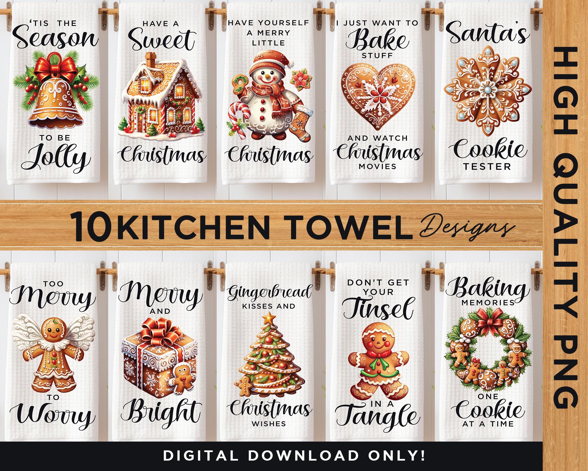Christmas Kitchen Towel Sublimation Designs, Gingerbread Kitchen Towel ...