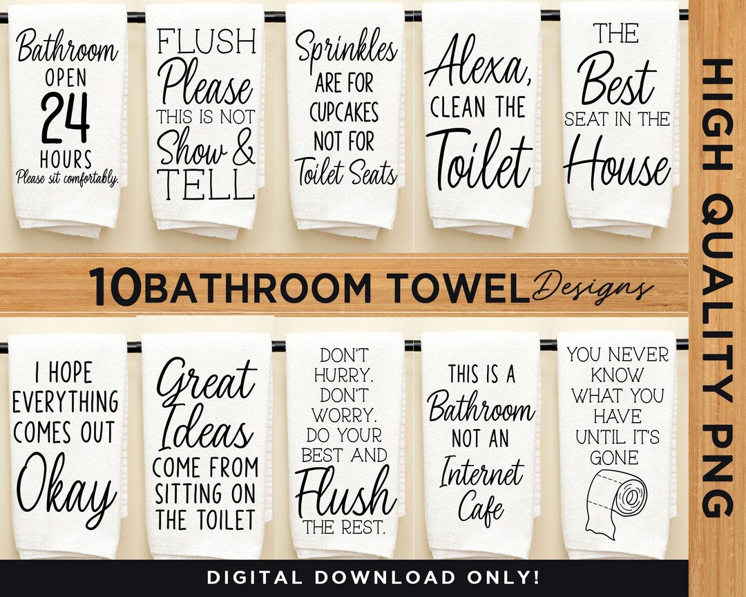 Funny Bathroom Towel Sublimation Bundle Design, Bathroom Towel PNG ...