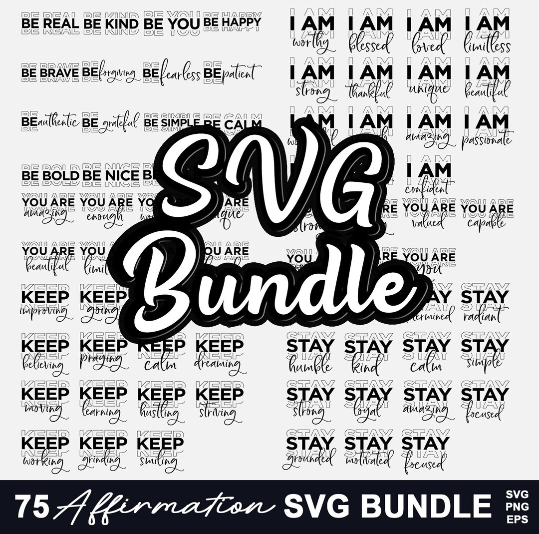 Empowering Affirmation SVG Mega Bundle, Self-love & Care SVG ...