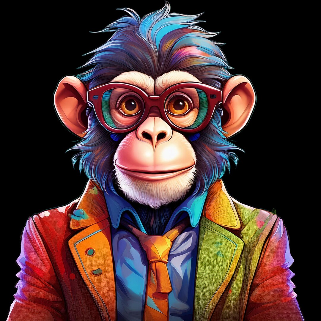 Geeky Cartoon Monkey Png. Colorful and Stylish. PNG 300 DPI - Etsy