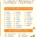 What's Your Turkey Name Game With Nametags | Friendsgiving Game ...