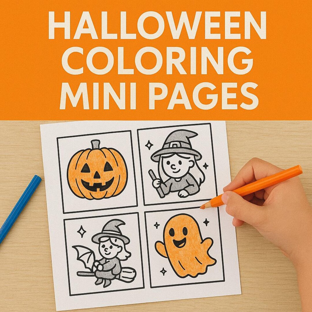 Halloween Mini Coloring Pages Vol. 1 | 5 Sheets With 2 Designs Each ...