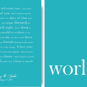 WHAT a Wonderful WORLD Canvas Set Personalized Song Lyrics Wall Art ...